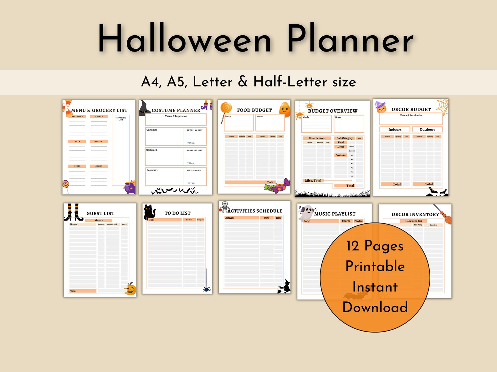 Halloween Planner Printable, Halloween Party Planner, Halloween Bundle ...