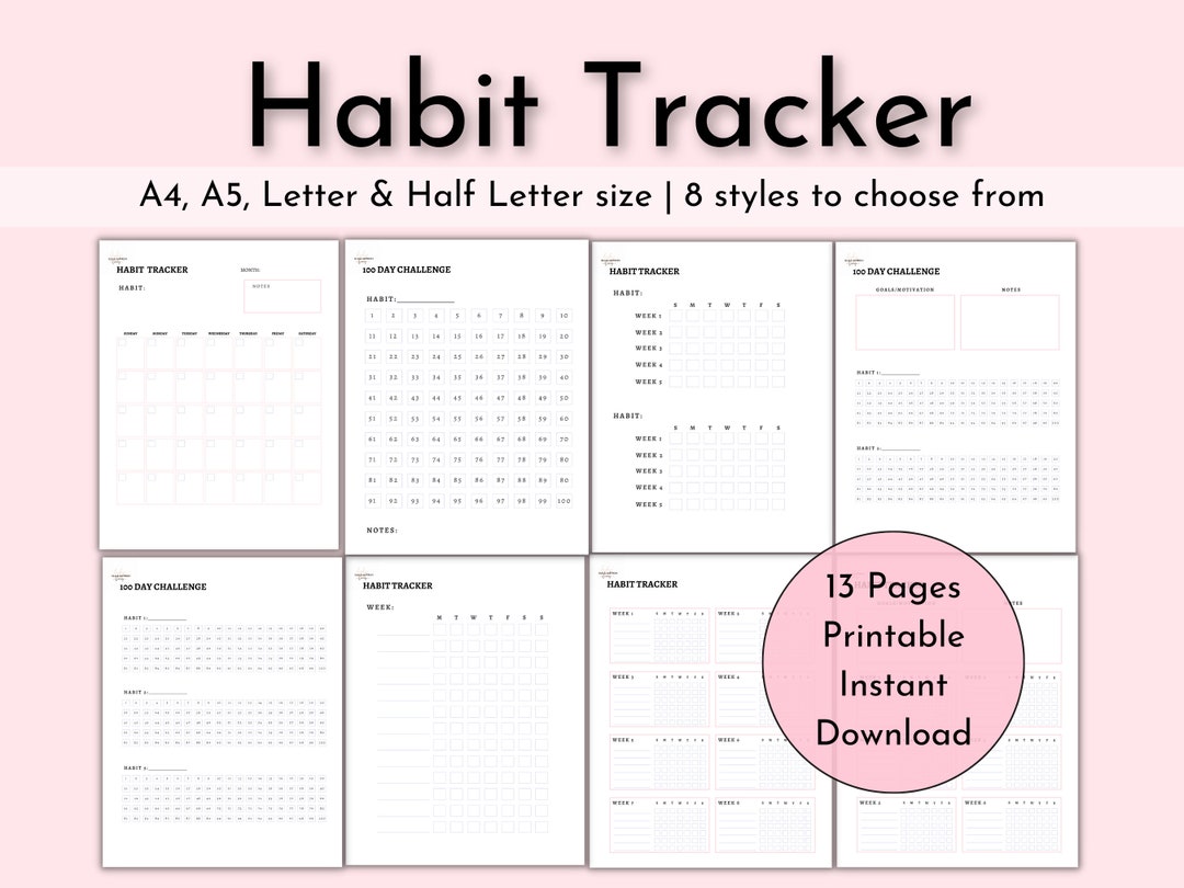 Habit Tracker Printable, Goal Tracker, Printable Goals, Achieve Your ...