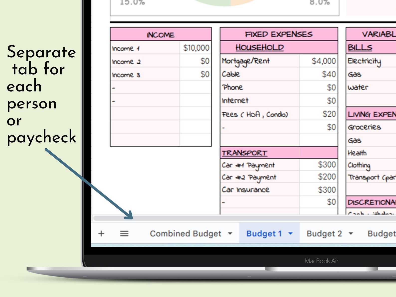 Couples Budget Google Sheets Spreadsheet, Monthly Budget Template ...