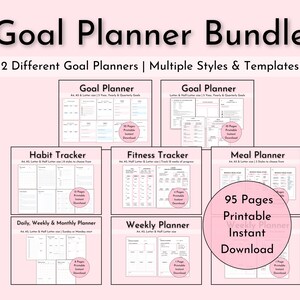 Goal Planner Bundle, Fillable, Printable, Fitness Tracker, Meal Planner ...