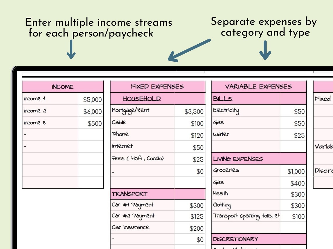 Couples Budget Google Sheets Spreadsheet, Monthly Budget Template ...