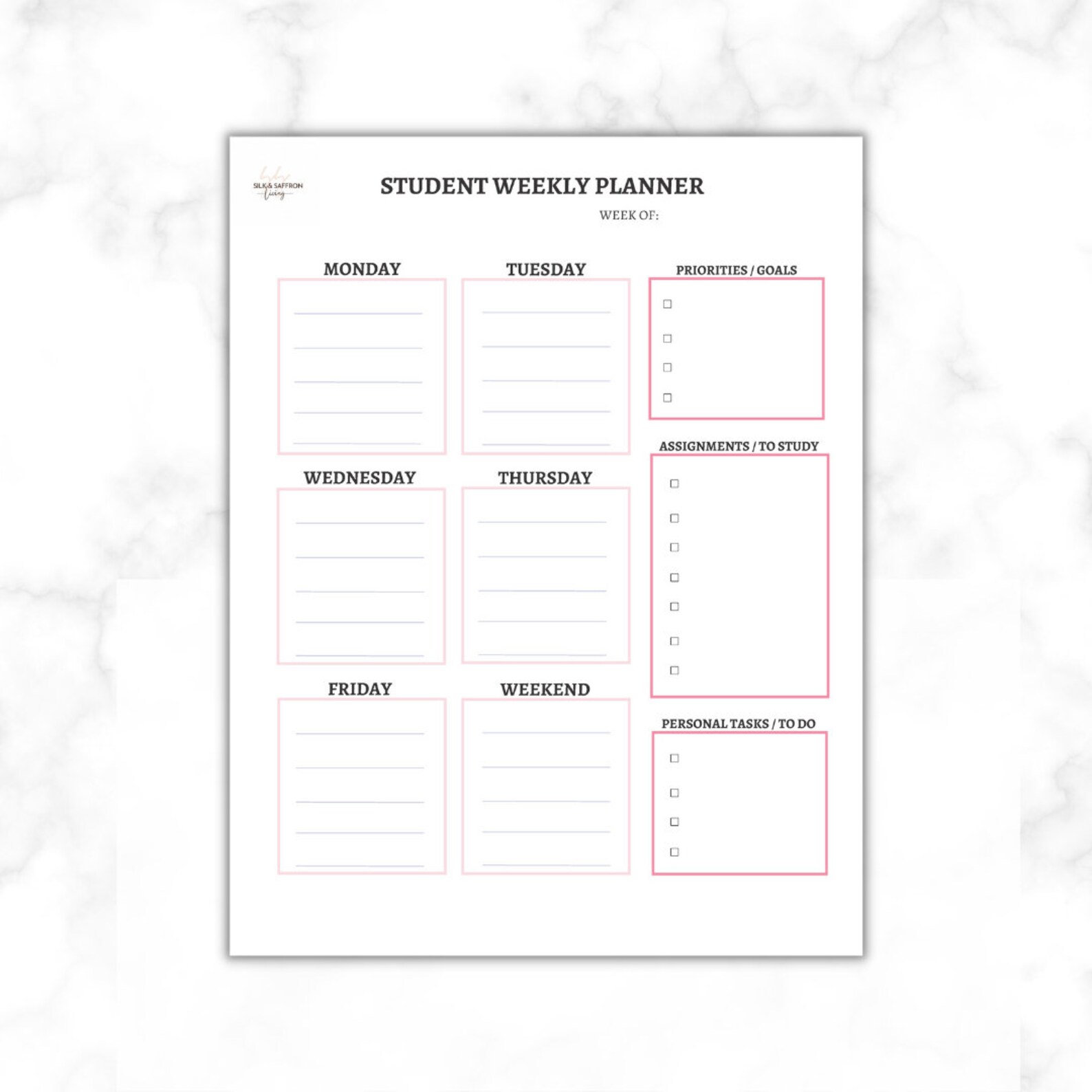 Student Planner Academic Planner Student Weekly Planner - Etsy