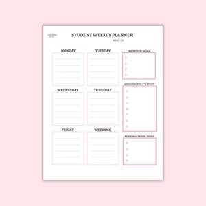 Student Planner, Academic Planner, Student Weekly Planner, College ...