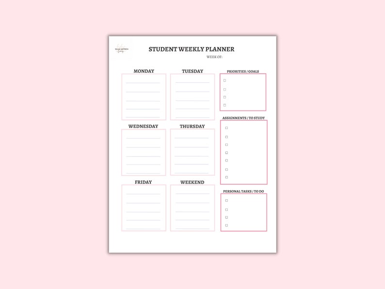 Student Planner, Academic Planner, Student Weekly Planner, College ...