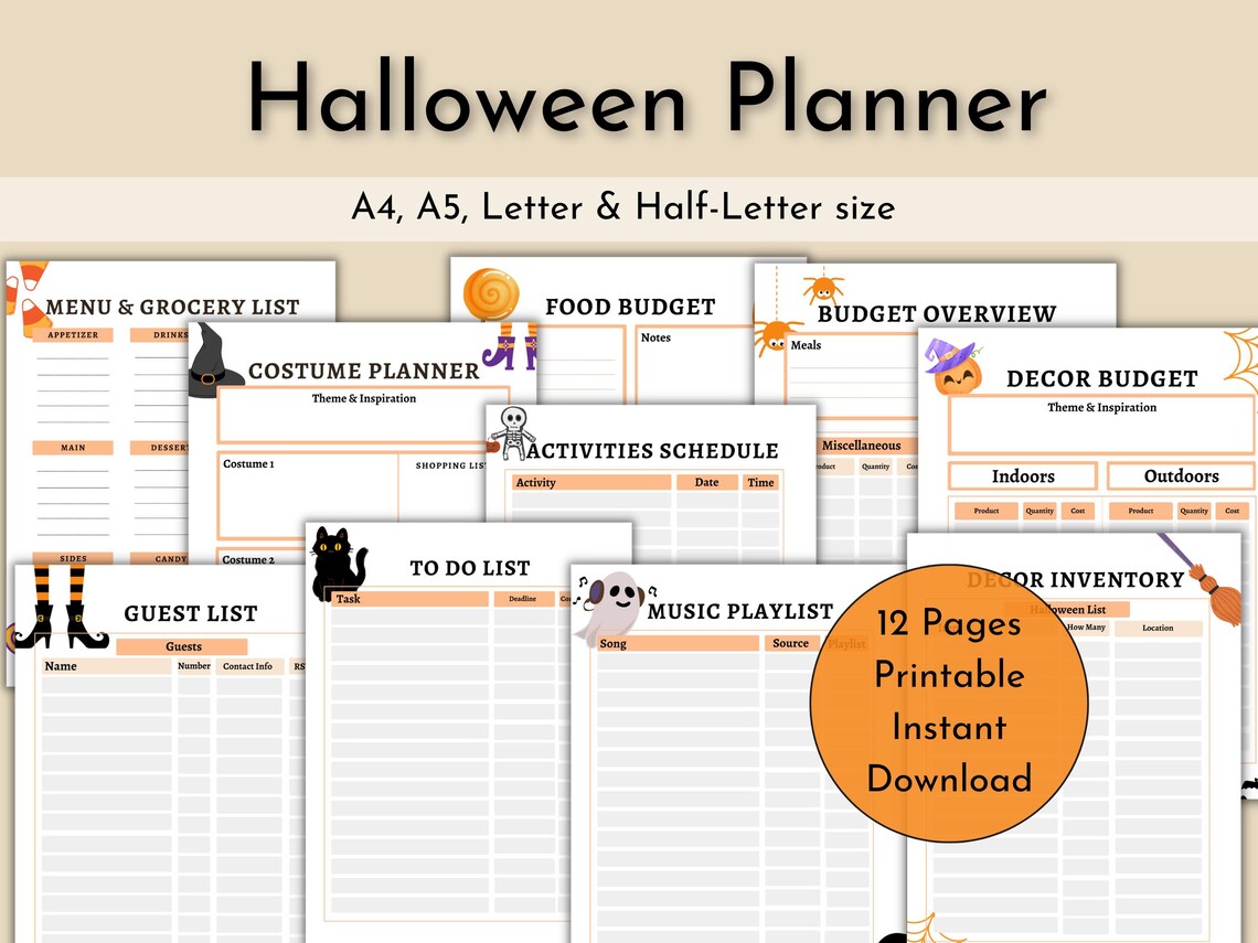 Halloween Planner Printable, Halloween Party Planner, Halloween Bundle ...