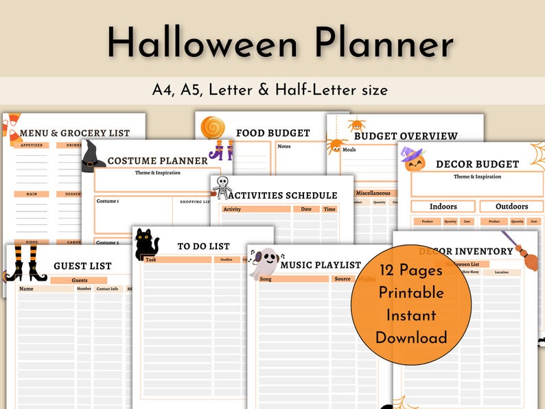 Halloween Planner Printable, Halloween Party Planner, Halloween Bundle ...