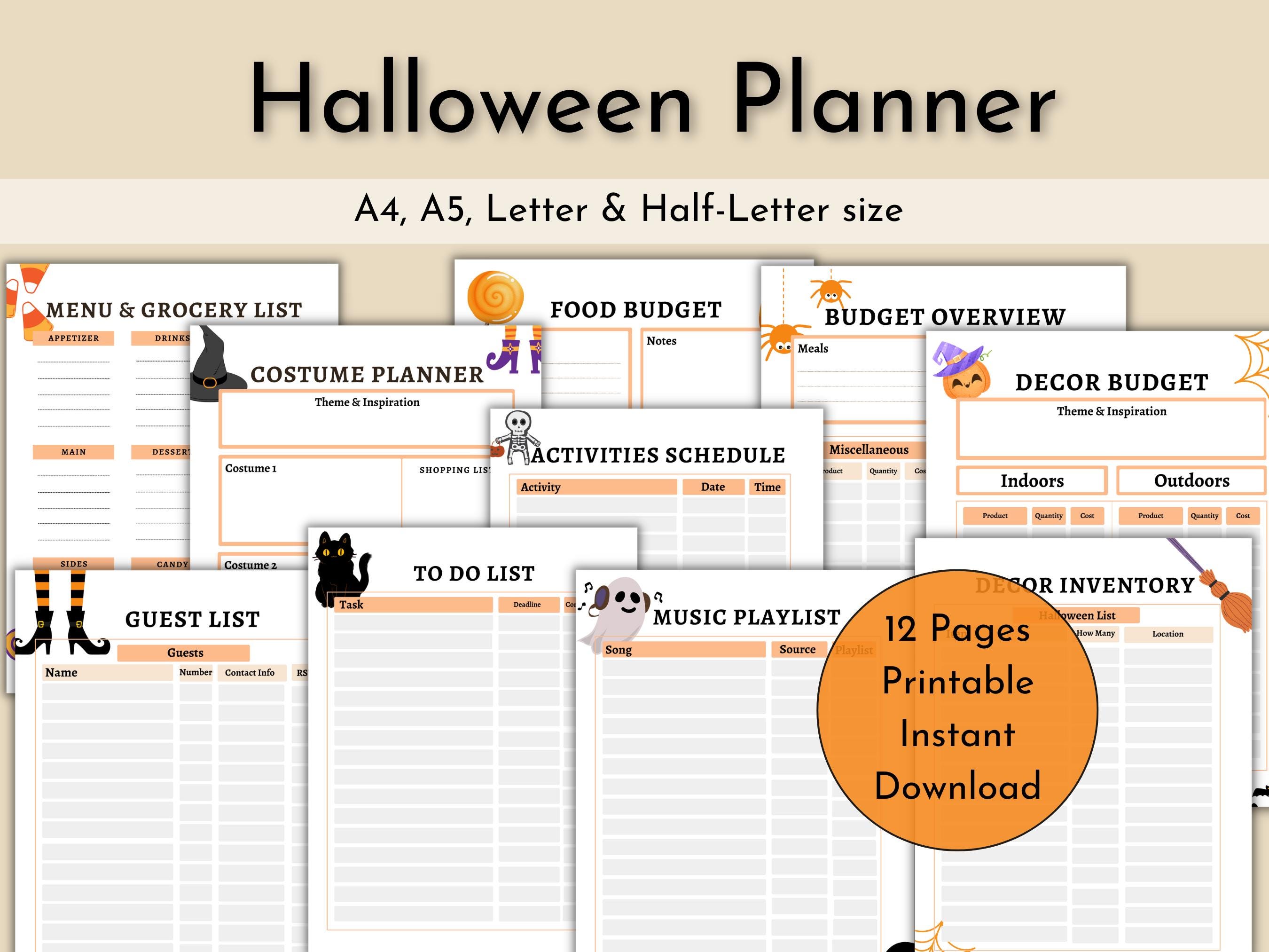 Halloween Planner Printable, Halloween Party Planner, Halloween Bundle ...