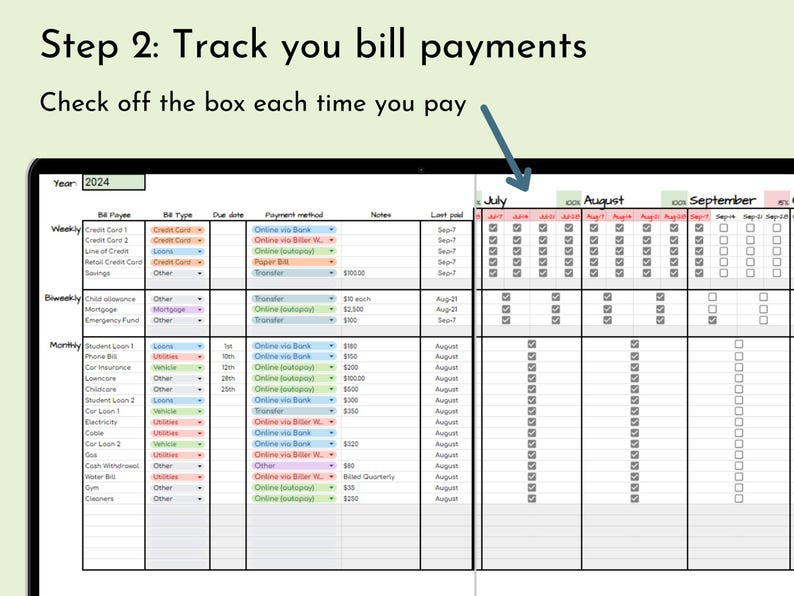 Bill Tracker Spreadsheet, Google Sheets Bill Calendar, Bill Payment ...