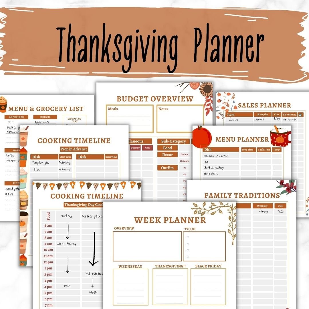 Thanksgiving Planner Printable Thanksgiving Organizer - Etsy