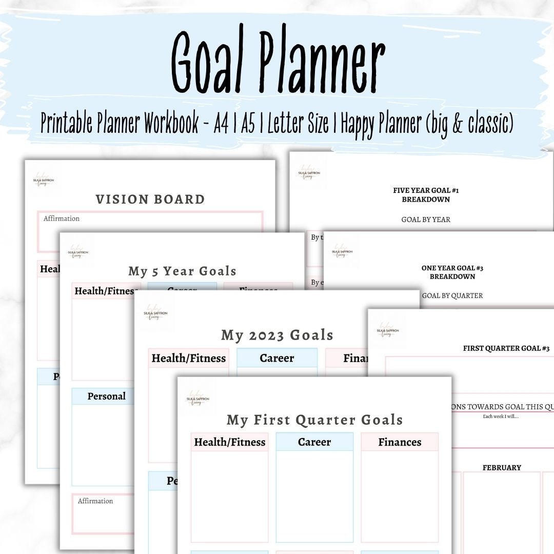 Goal Planner Bundle Fillable Printable Fitness Tracker - Etsy Canada