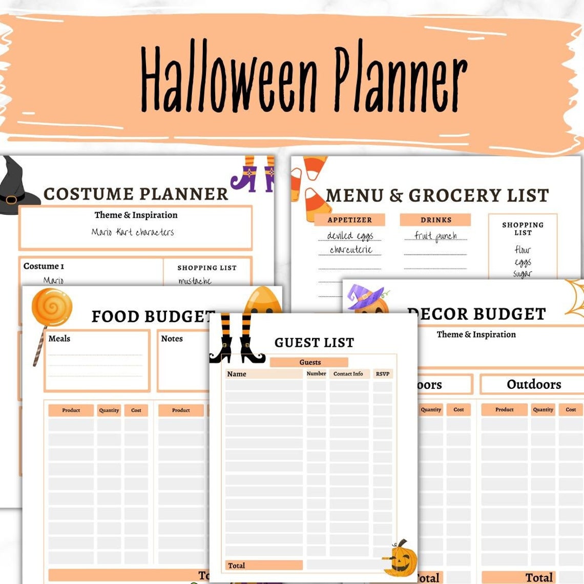 Halloween Planner Printable Halloween Party Planner - Etsy