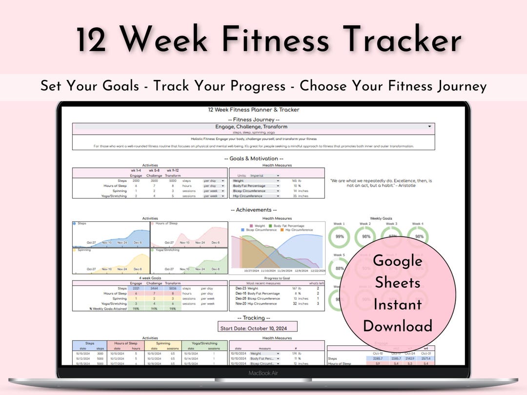 Fitness Tracker Spreadsheet for Google Sheets, Activity Log, Workout ...