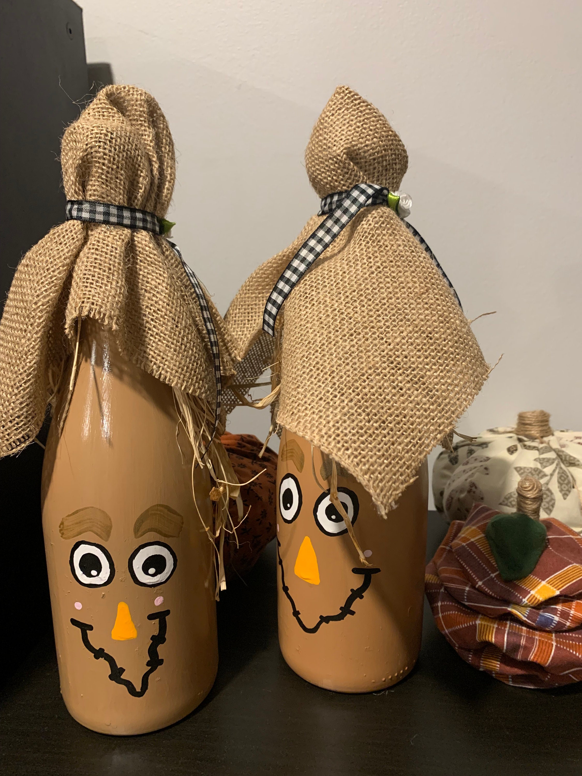 Scarecrow Upcycled Wine Bottles - Etsy