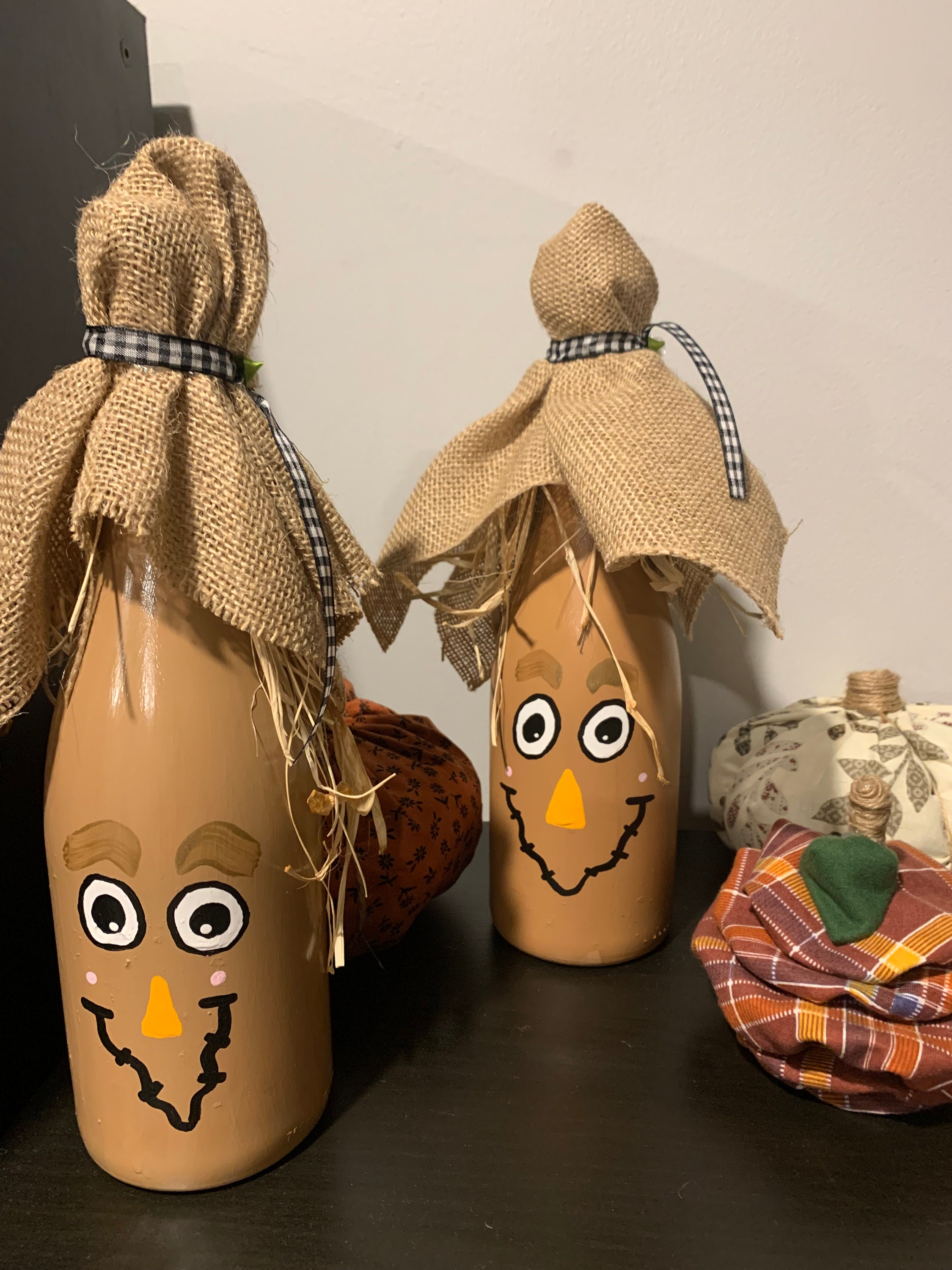 Scarecrow Upcycled Wine Bottles - Etsy