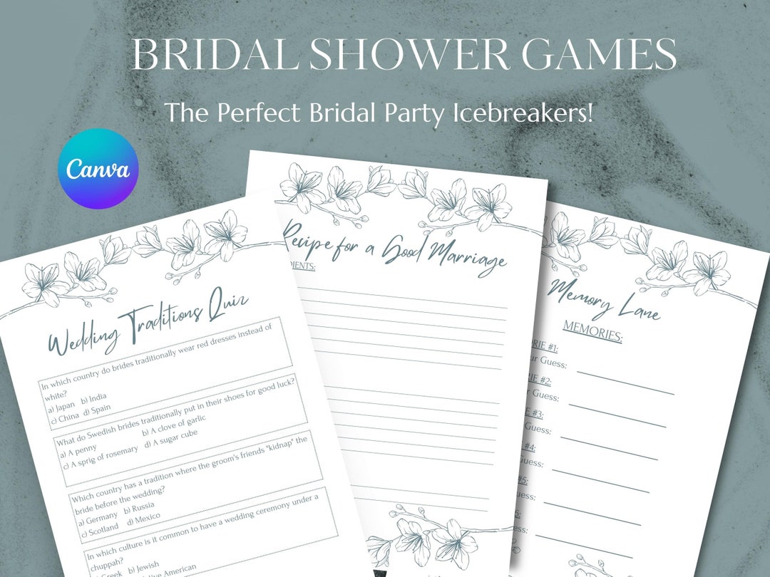 Bridal Shower Games Bundle Editable Bridal Shower Games Bachelorette ...