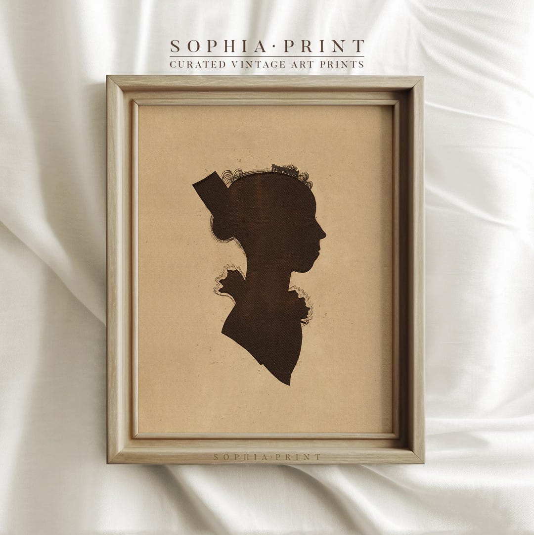 Vintage Woman Shadow Art Print, Woman Silouette Painting Print ...