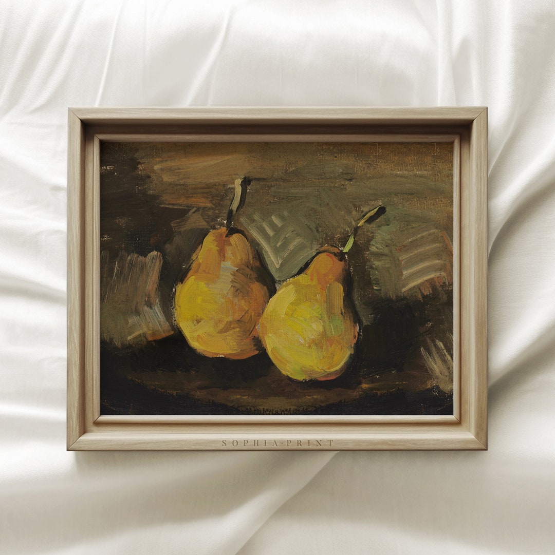 Two Rustic Pears, Fruits Oil Paint, Vintage Fruits, Farmhouse Decor ...