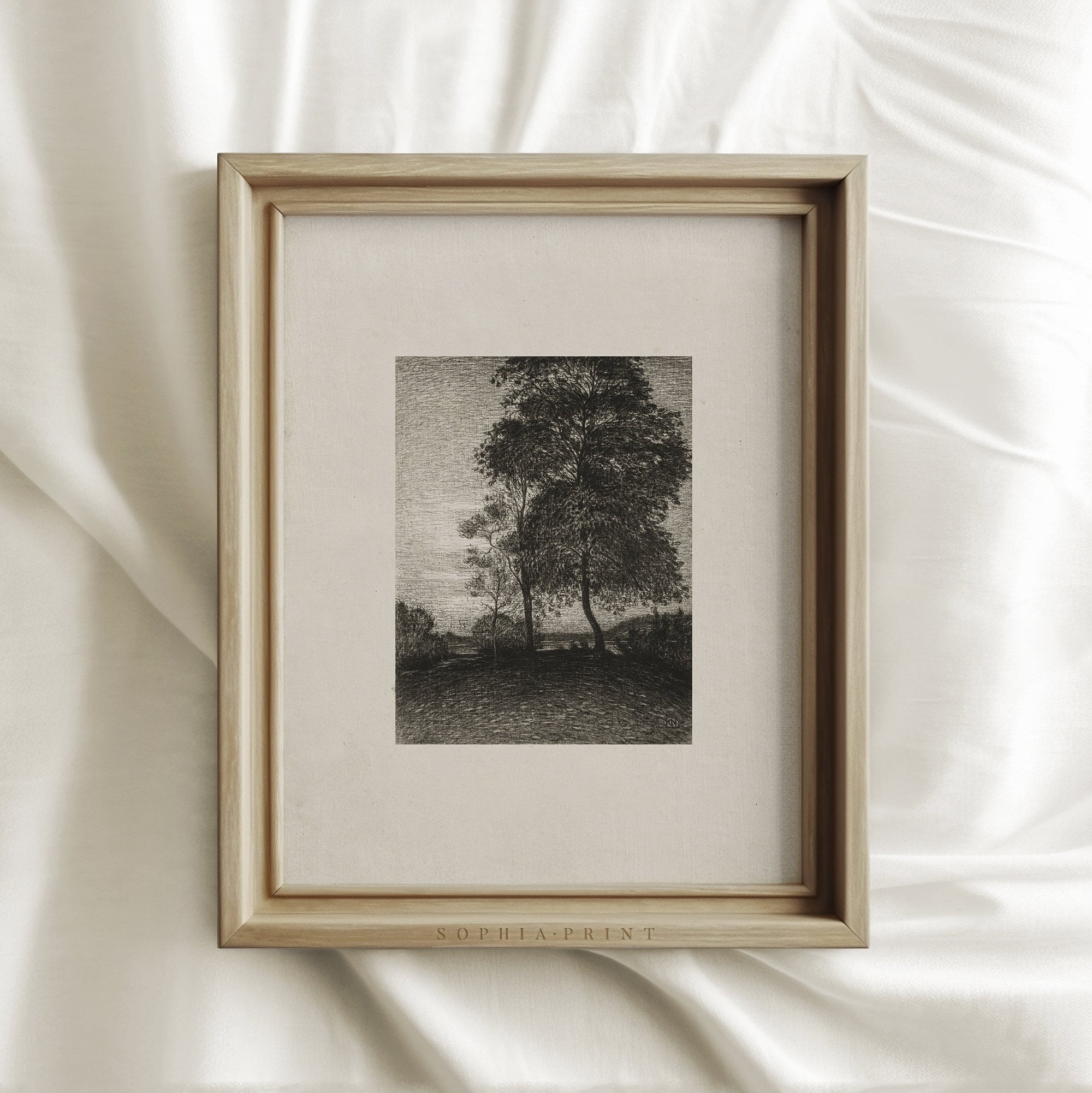 Vintage Tree Charcoal Drawing Print Dark Moody Forest - Etsy