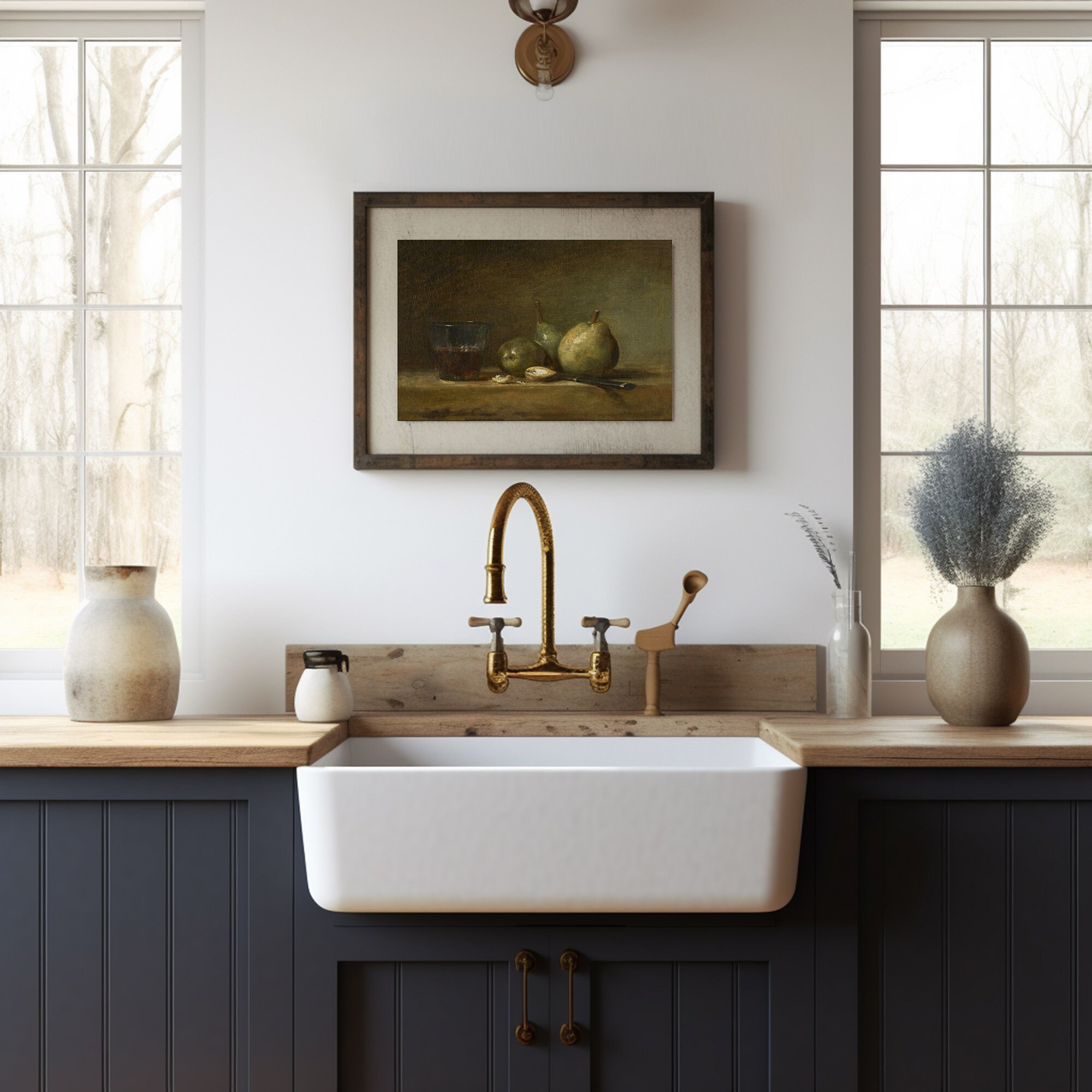 Rustic Pear and Liqueur Painting Moody Fruits Wall Art - Etsy