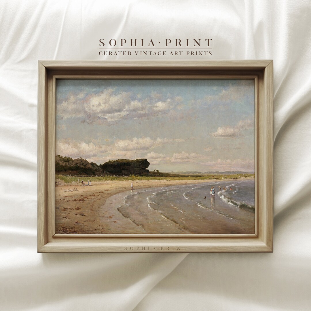 Beach Painting Art Print, Shoreline Art Print, Beach and Island ...