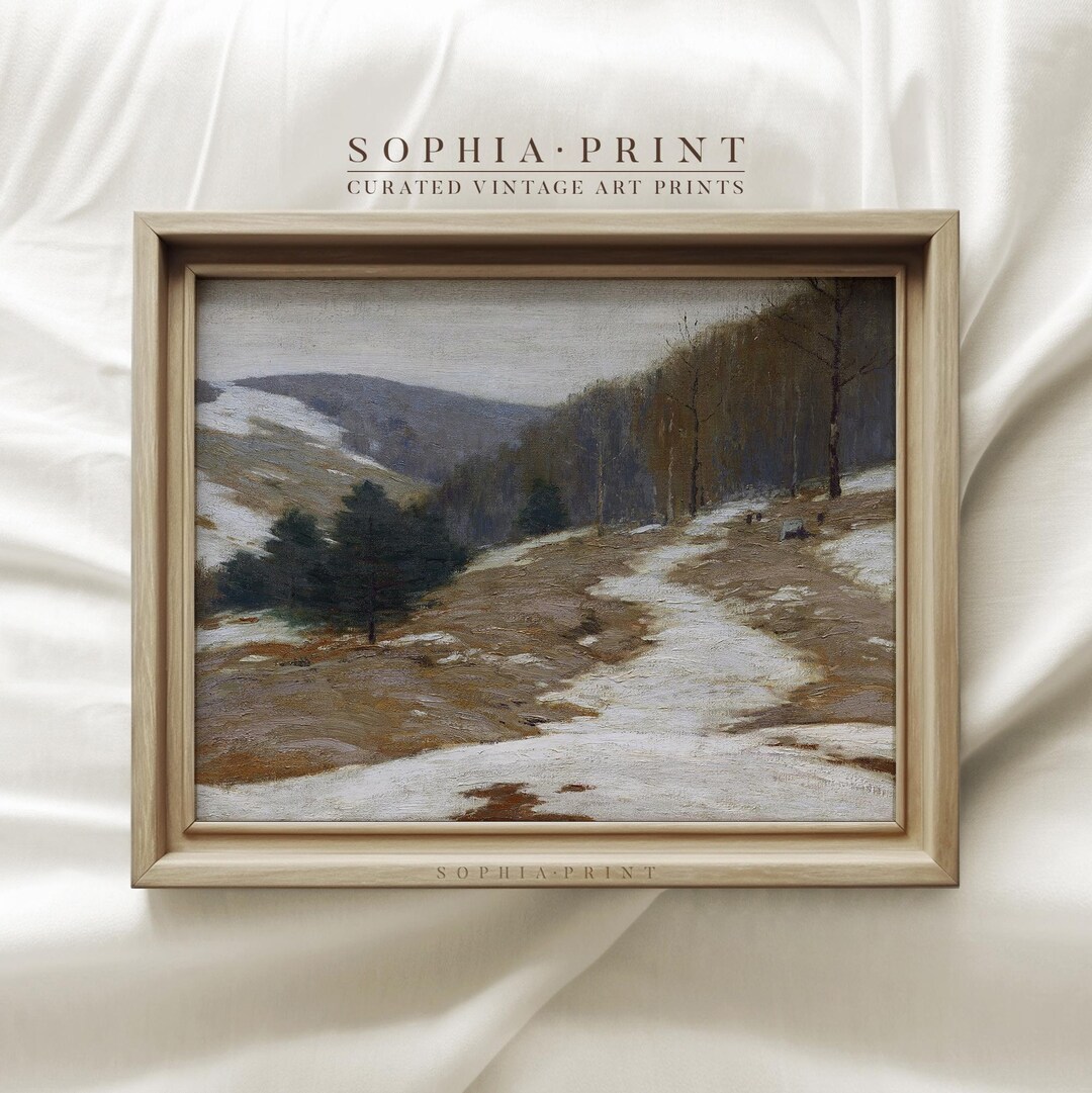 Ridgeway Art Print, Snowy Hill Painting Print, Rustic Art Print, Winter ...