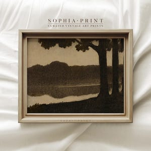 Dark Lakescape and Tree Art Print, Murk Painting Print, Dark Moody ...