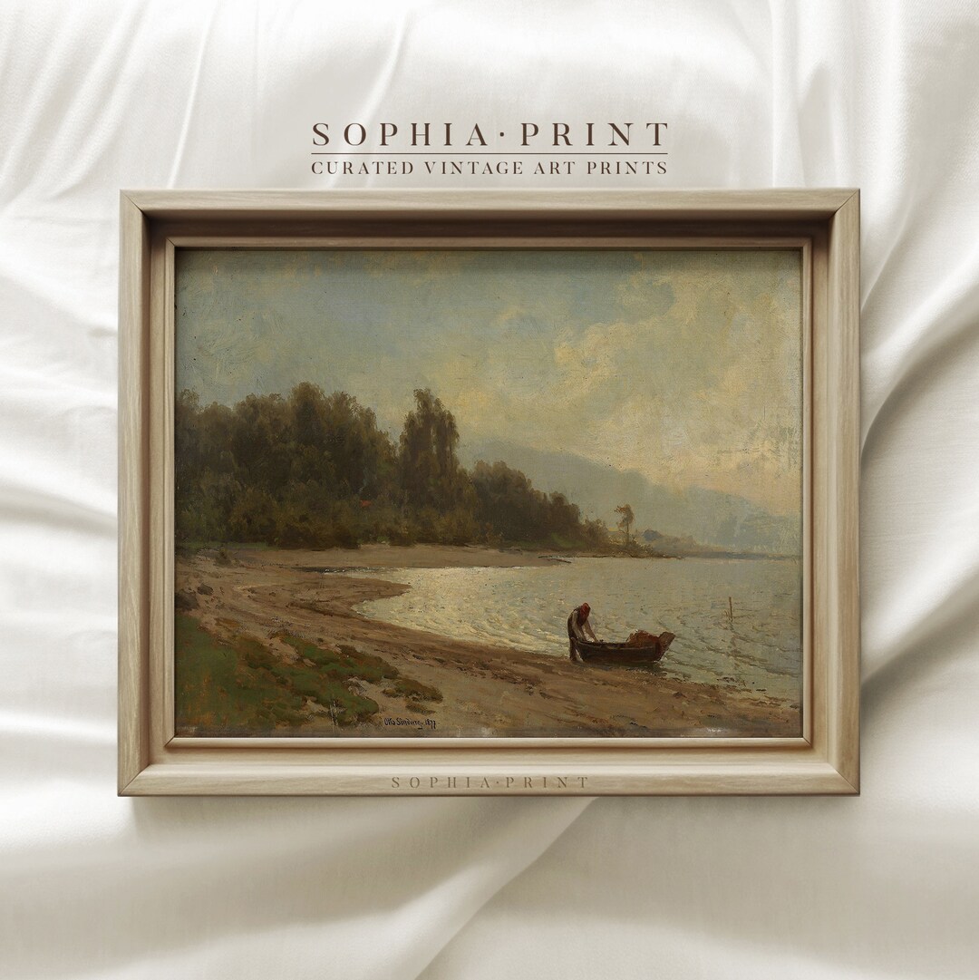 Fisher and Sail Landscape Art Print, Fisher and Seascape Painting Art ...