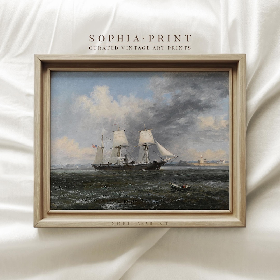 Vessel on the Sea Painting Print, Vessel and Sail Art Print, Ship ...