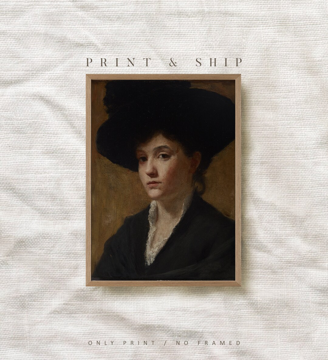 Rustic Woman Portrait Painting, Antique Wall Art, Dark Moody Portrait ...