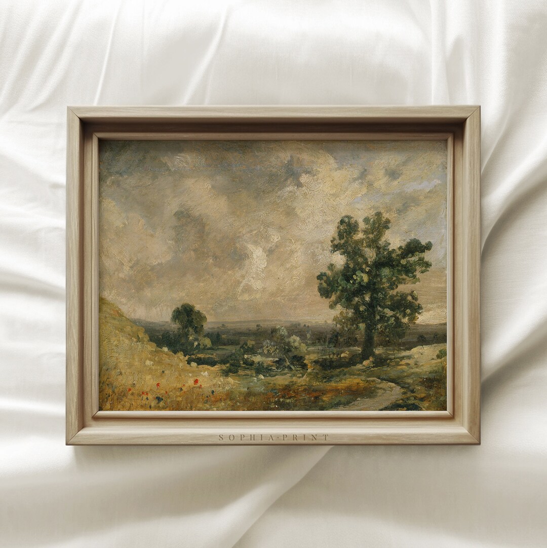 Flowery Road Painting, Big Tree Wall Art, Farmhouse Decor, Mailed Print ...