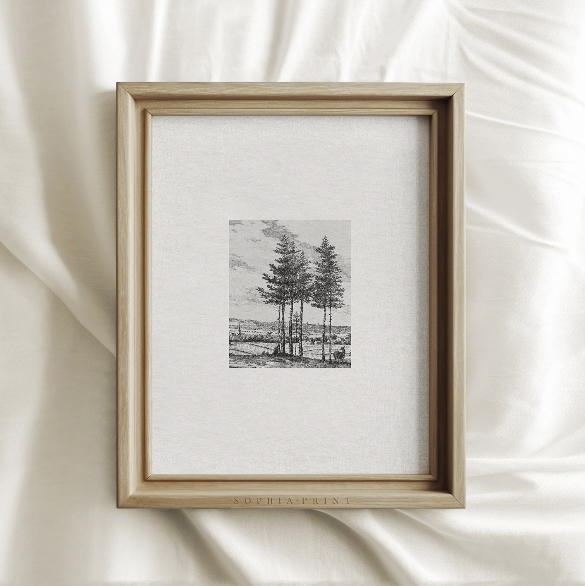 Vintage Etching Print Set | Tree Sketch Art | Forest Drawing | MAILED ...