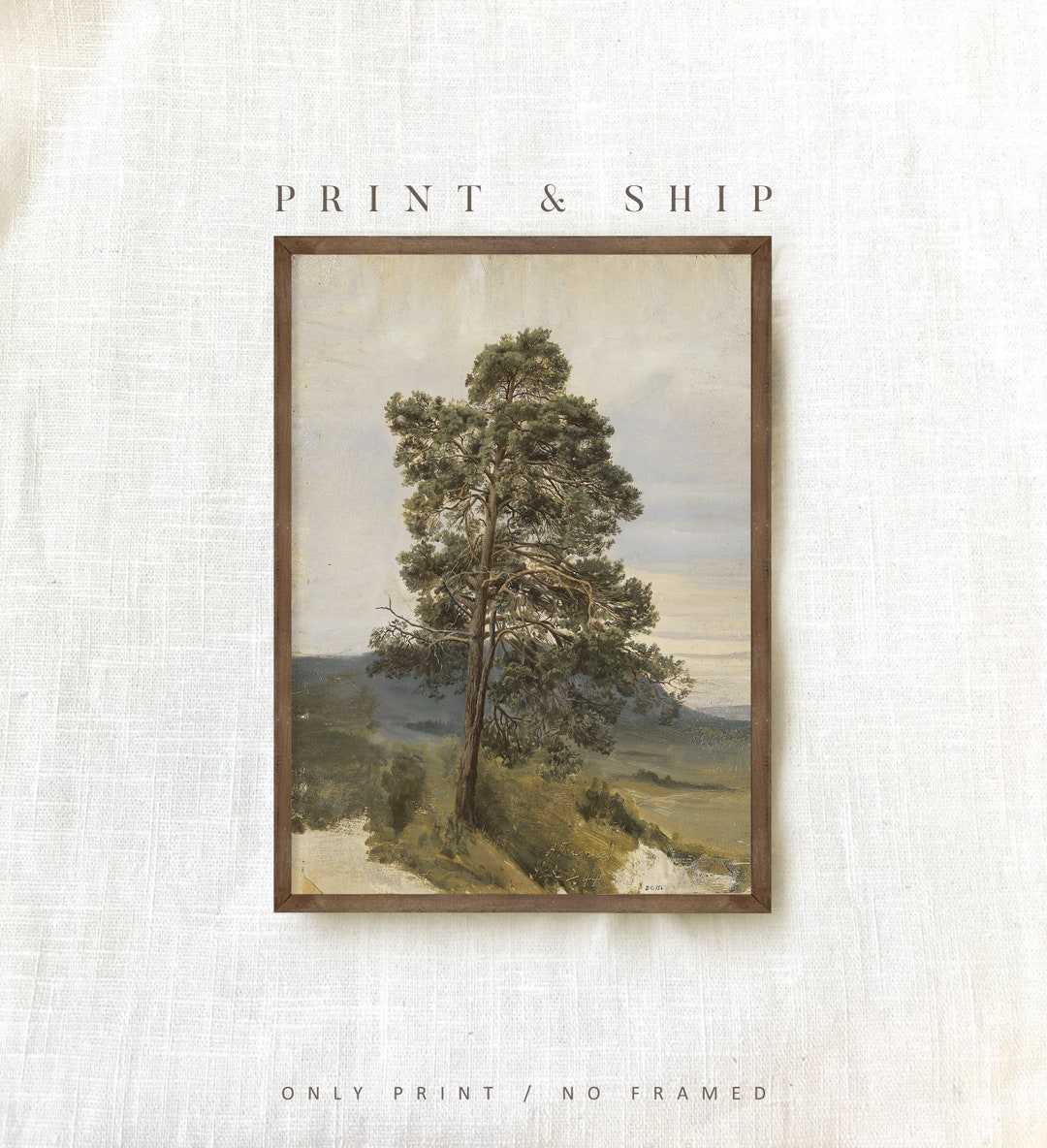 Vintage Tree Painting, Forest Print, Tree Art Print, Landscape Art ...