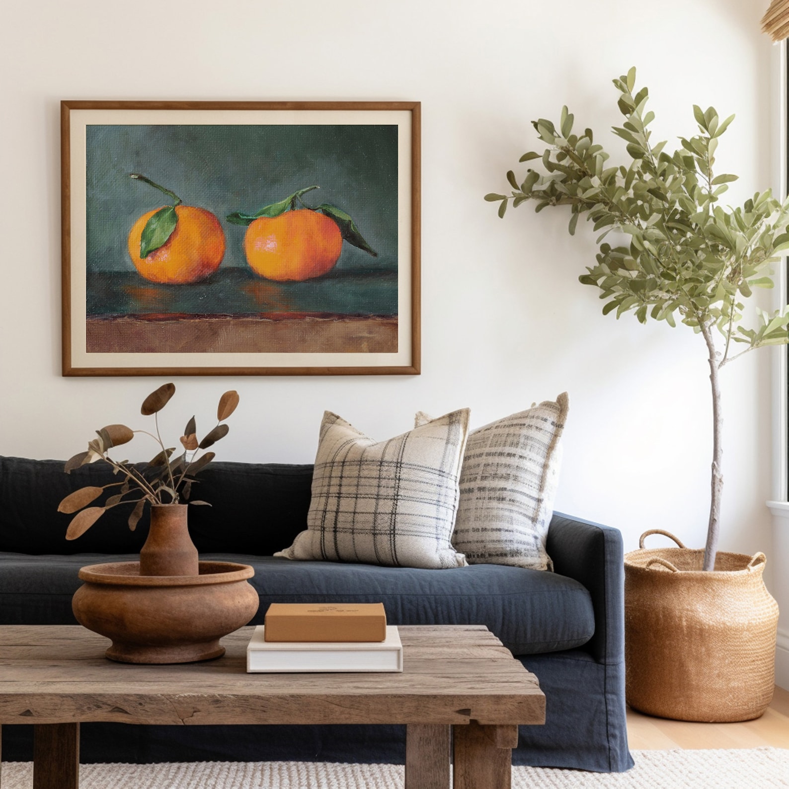 Two Rustic Mandarin Wall Art, Mandarins on Table, Fresh Mandarins With ...
