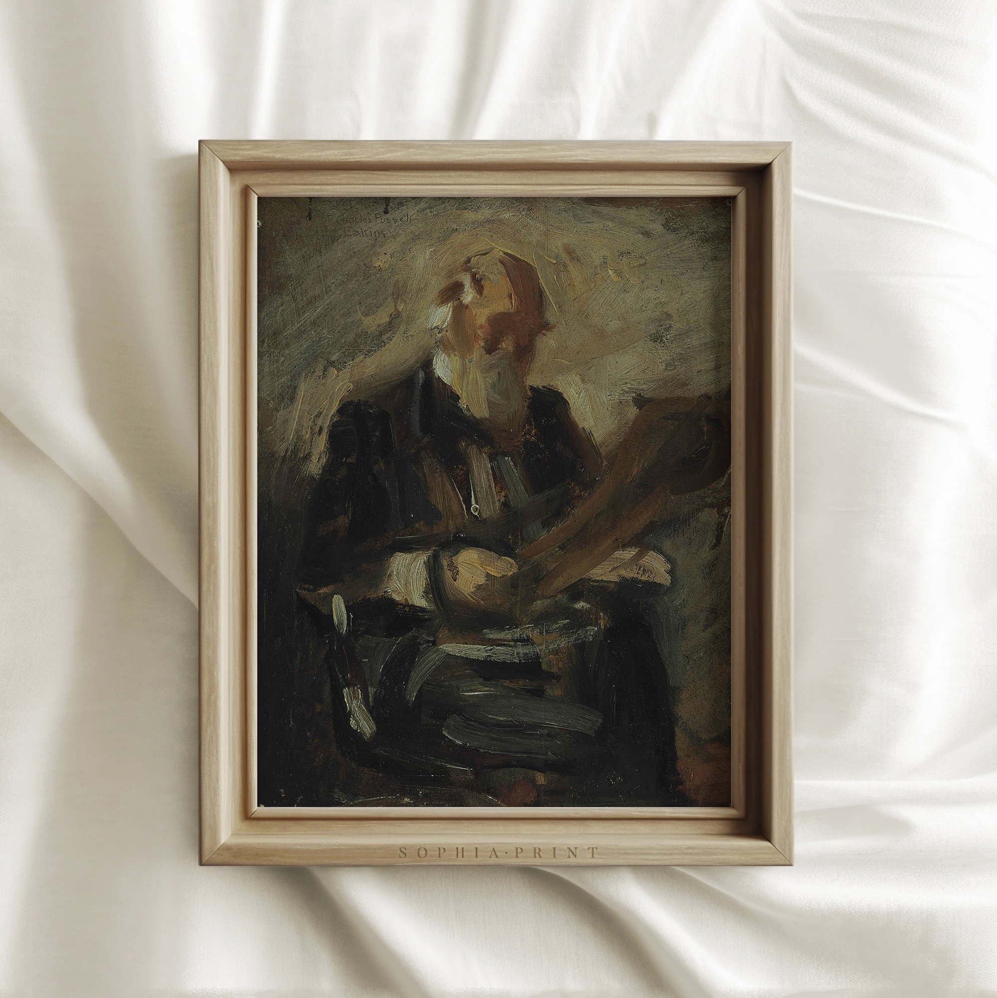 Old Man Oil Painting Man Reading Newspaper Man Sitting - Etsy