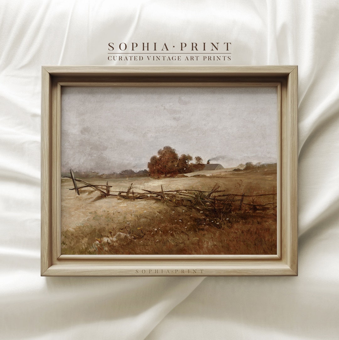 Vintage Landscape Art Print, Country Landscape Art Print, Farmhouse ...