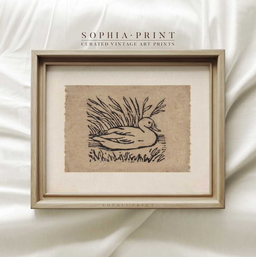 Duck Vintage Print, Duck Drawing, Nursery Sketch Art, Antique Animal ...