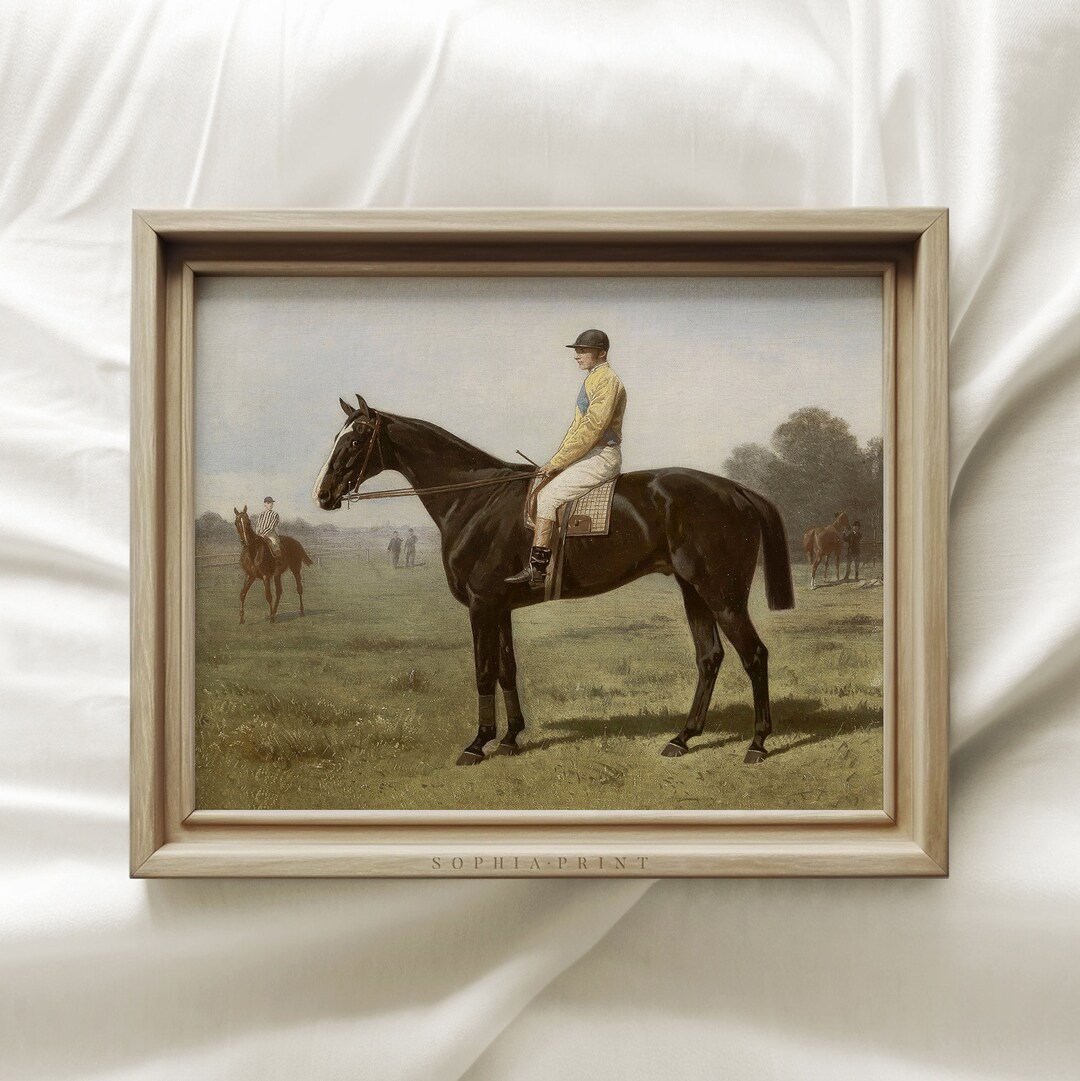 Jockey on Dark Brown Horse, Jocket in Yellow Shirt, Jockey and Horses ...