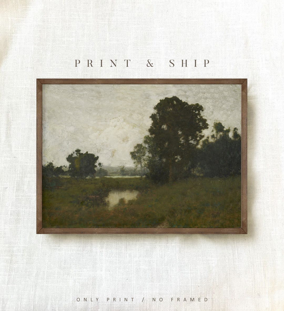 Vintage Meadow Prints, Lanscape Oil Painting Print, Nature Landcape ...