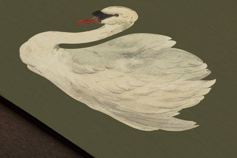 Vintage Green Swan Art, Sage Green Swan Wall Art, Girls Room Decor ...