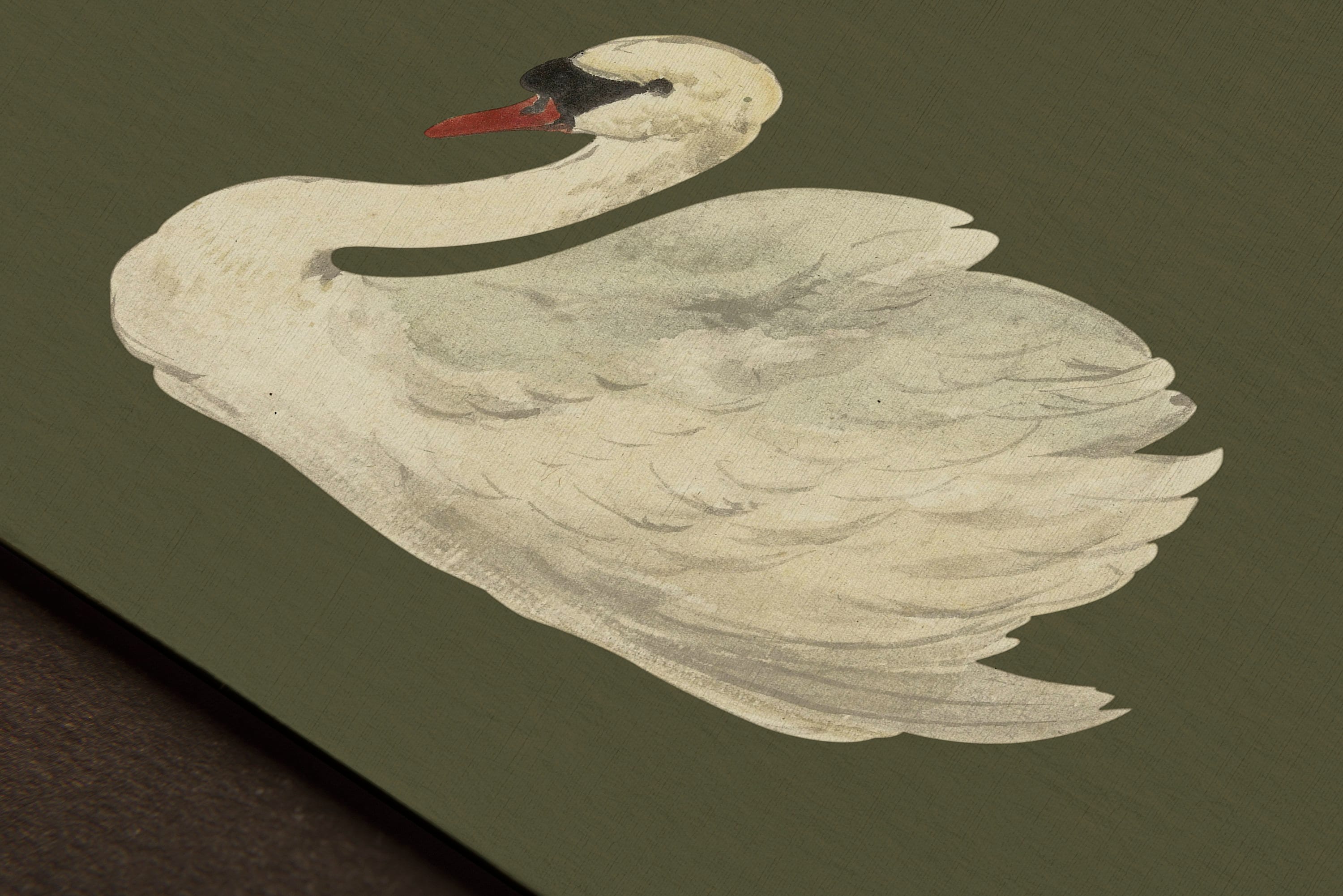 Vintage Green Swan Art Sage Green Swan Wall Art Girls Room - Etsy