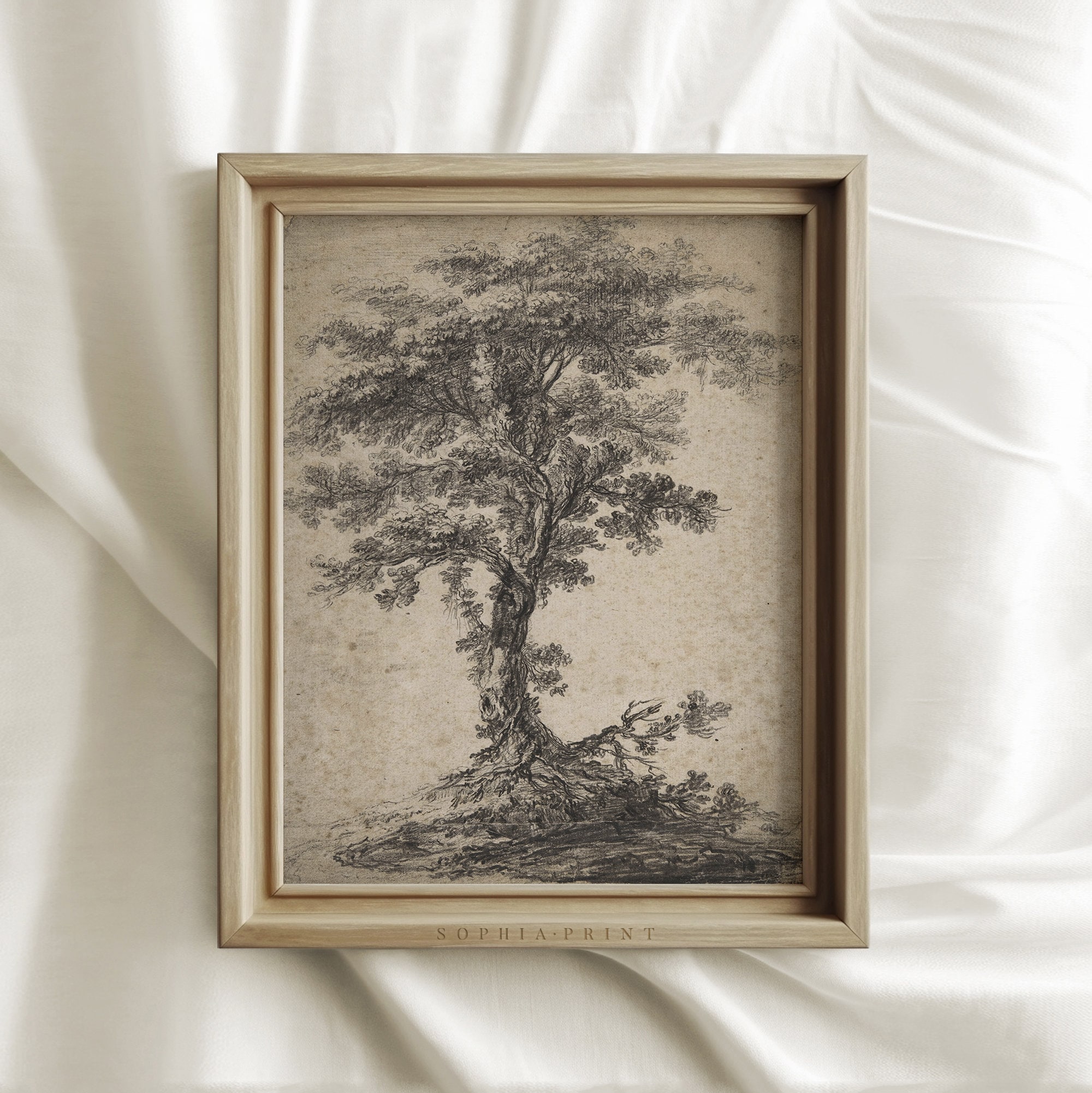 Moody Vintage Tree Drawing Print Country Farmhouse Sketch - Etsy