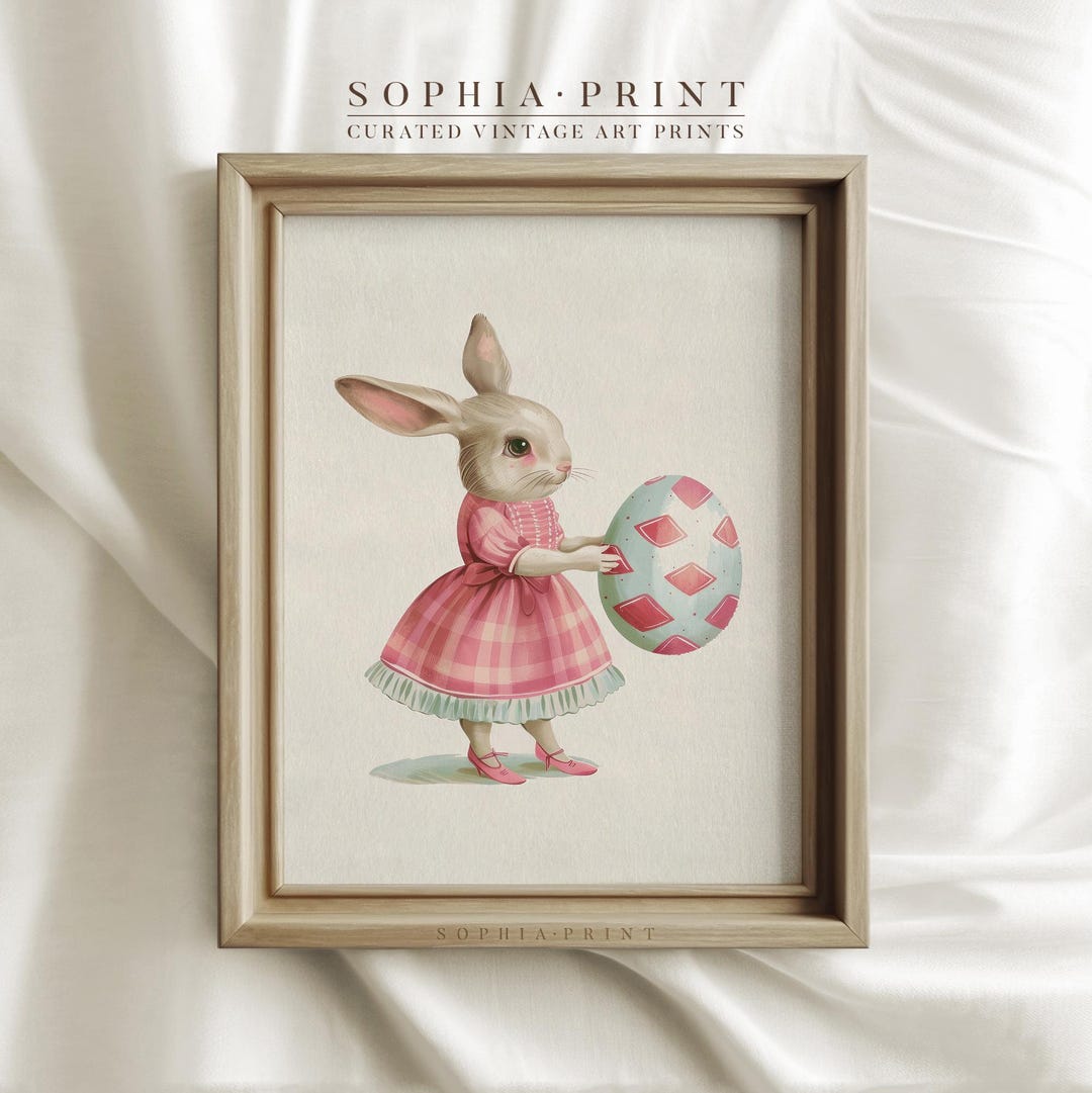 Easter Art Print, Easteregg Painting Art Print, Rabbit and Egg Painting ...