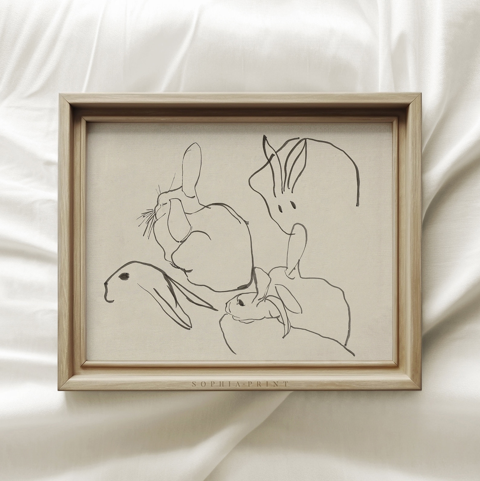 Rabbit Drawings Rabbit Line Art Vintage Landscape Sketch - Etsy