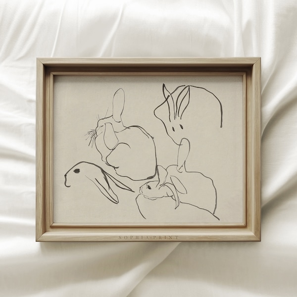 Rabbit Line Art - Etsy