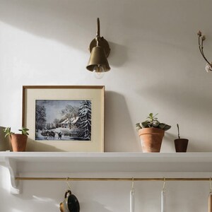 Christmas Day in Rustic Painting Art Print, Christmas Art Print, Snow ...