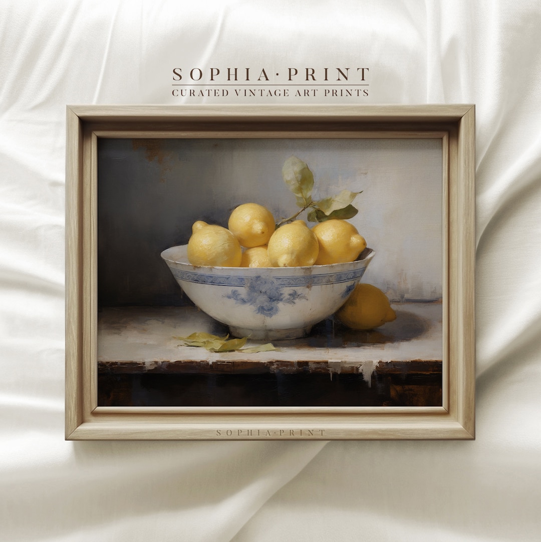 Vintage Lemon Print, Mailed Kitchen Prints, Still Life Wall Art Lemons ...