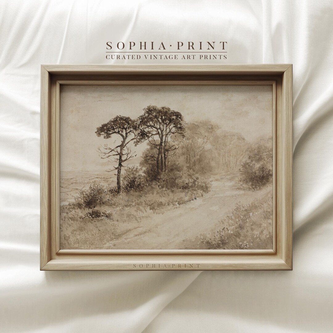 Nature Sketch Art Print, Tree Drawing Art Print, Forest Sketch Art ...