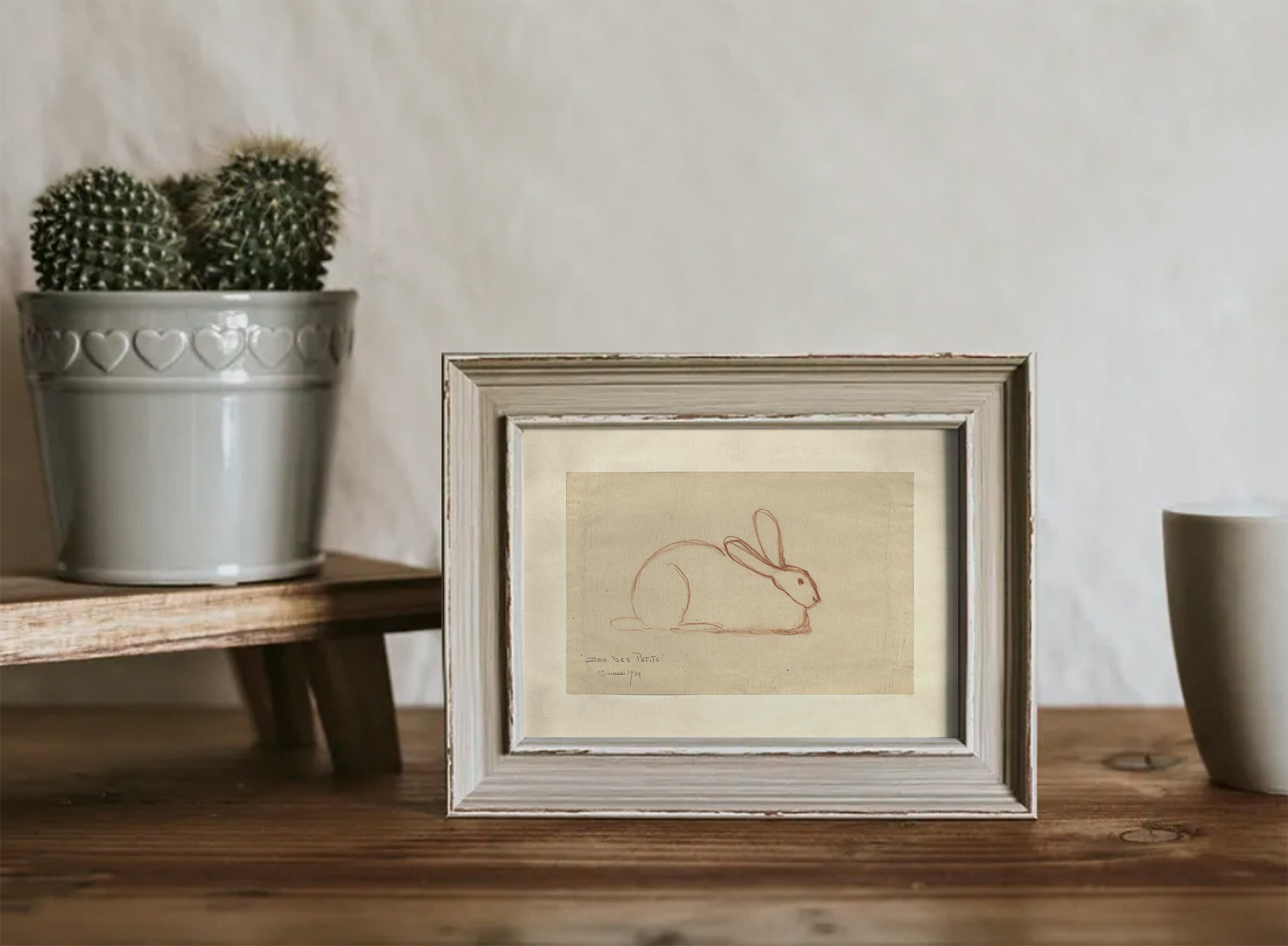 Vintage Rabbit Drawing Wall Art, Rabbit Print Nursery, Bunny Sketch Art ...