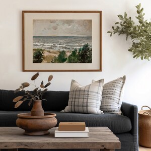 Neutral Coast Line Painting Art Print, Nature and Sea Landscape Print ...
