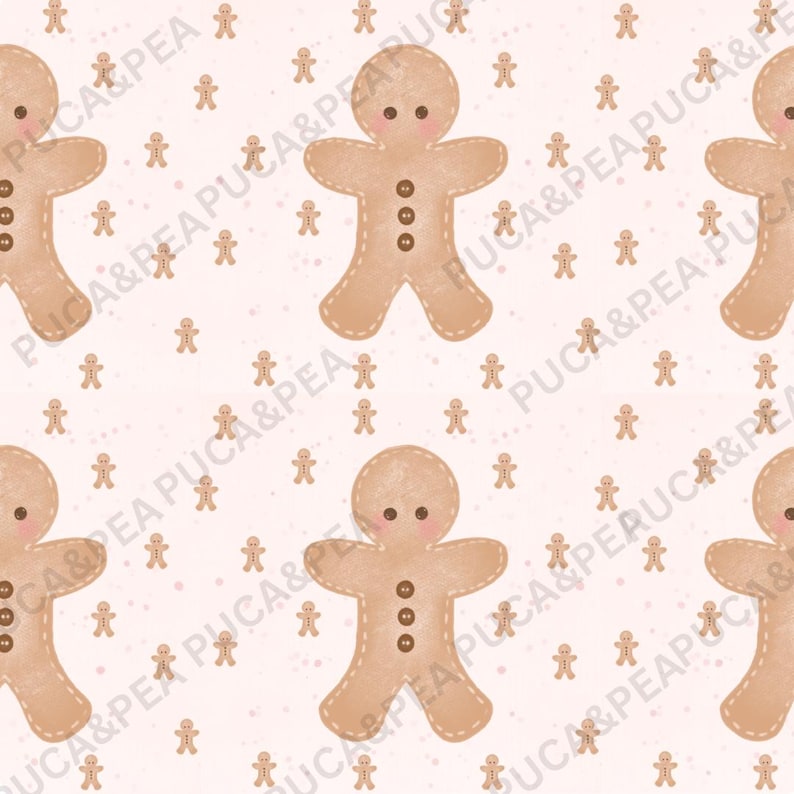 Gingerbread Man Seamless Pattern, Cute Christmas Print, Gingerbread Man ...